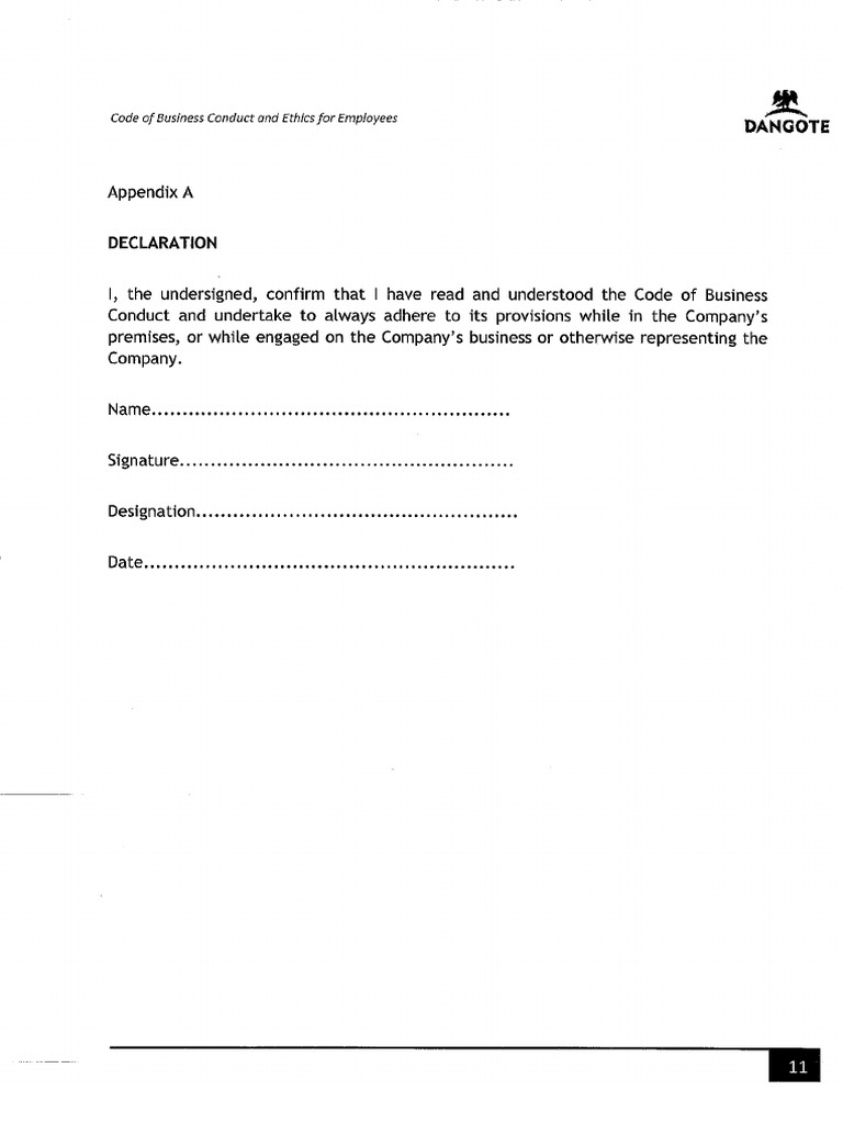 Code of Business Conduct Ethics For Employees - New | PDF