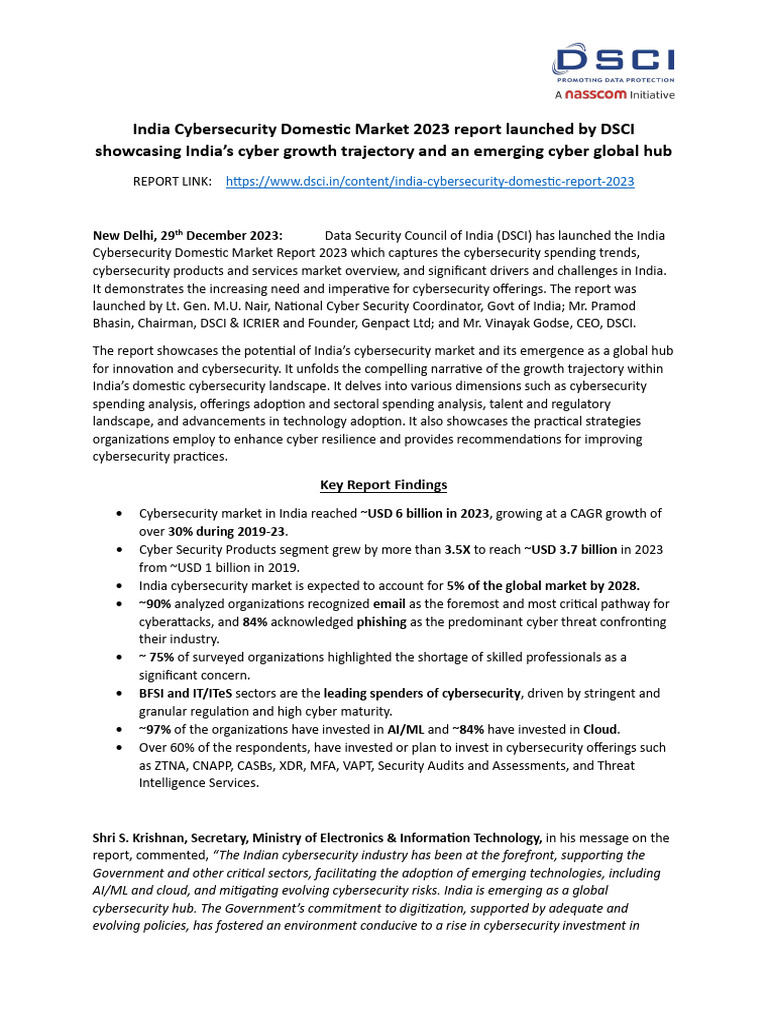 PR India Cybersecurity Domestic Market 2023 | PDF | Computer Security ...
