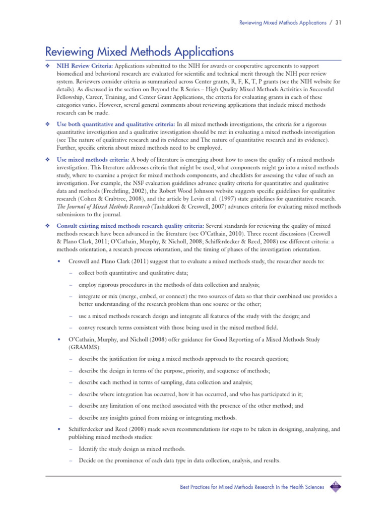 Best Practices For Mixed Methods Research Reviewing Mixed Methods ...
