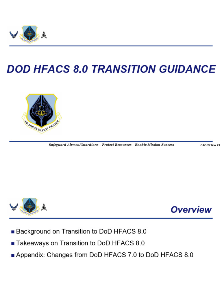 Transition to DoD HFACS 8.0 Guide | PDF | United States Department Of ...