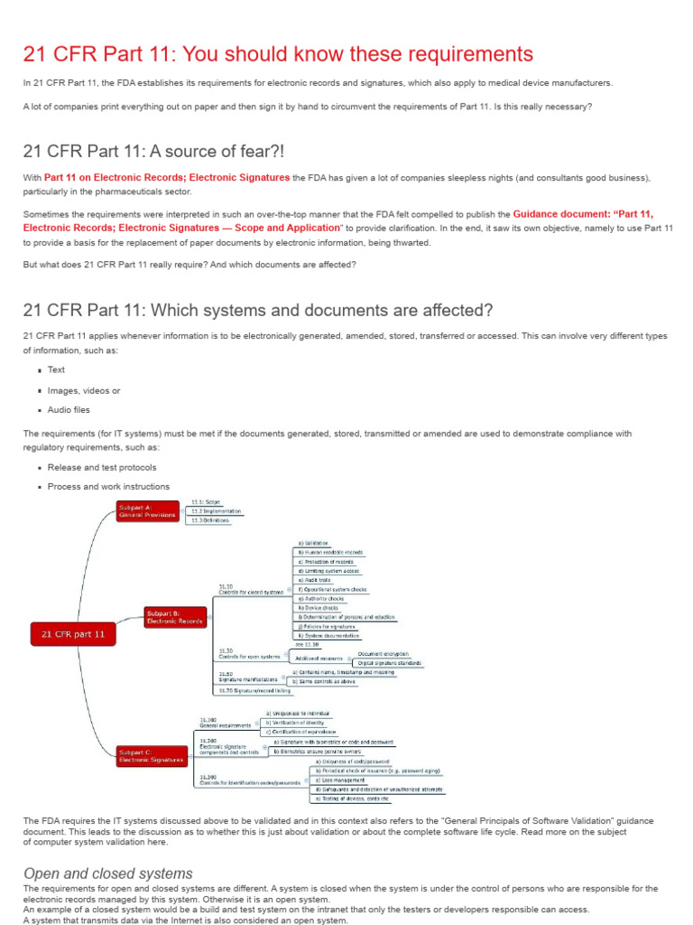 21 CFR Part 11 - Requirements You Should Know | PDF | Identity Document ...