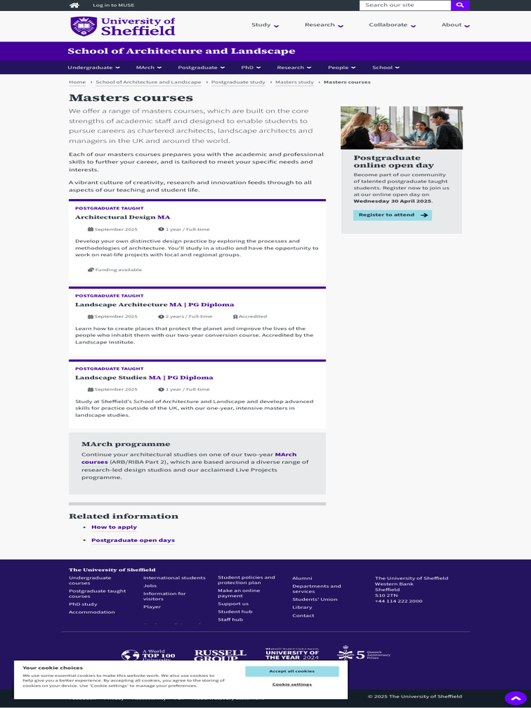 Masters Courses Architecture and Landscape The University of Sheffield ...