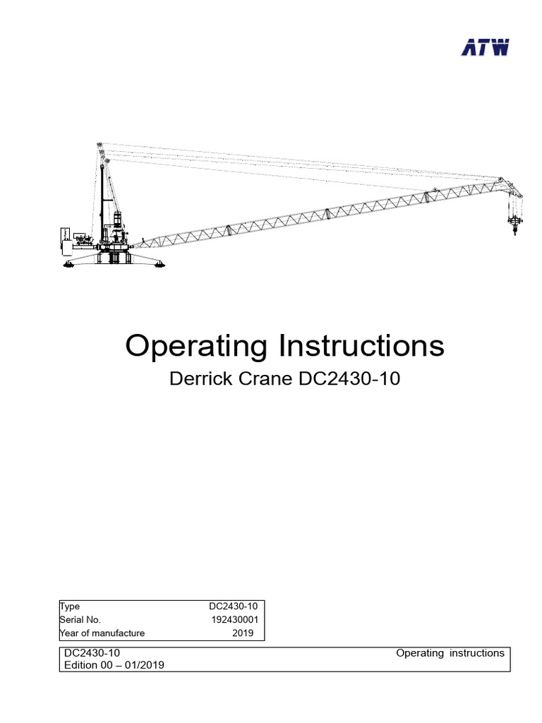 10t DERRICK Crane Manual | PDF | Crane (Machine) | Power Supply