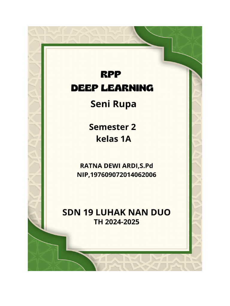 RPPL Deep Learning Seni Rupa | PDF