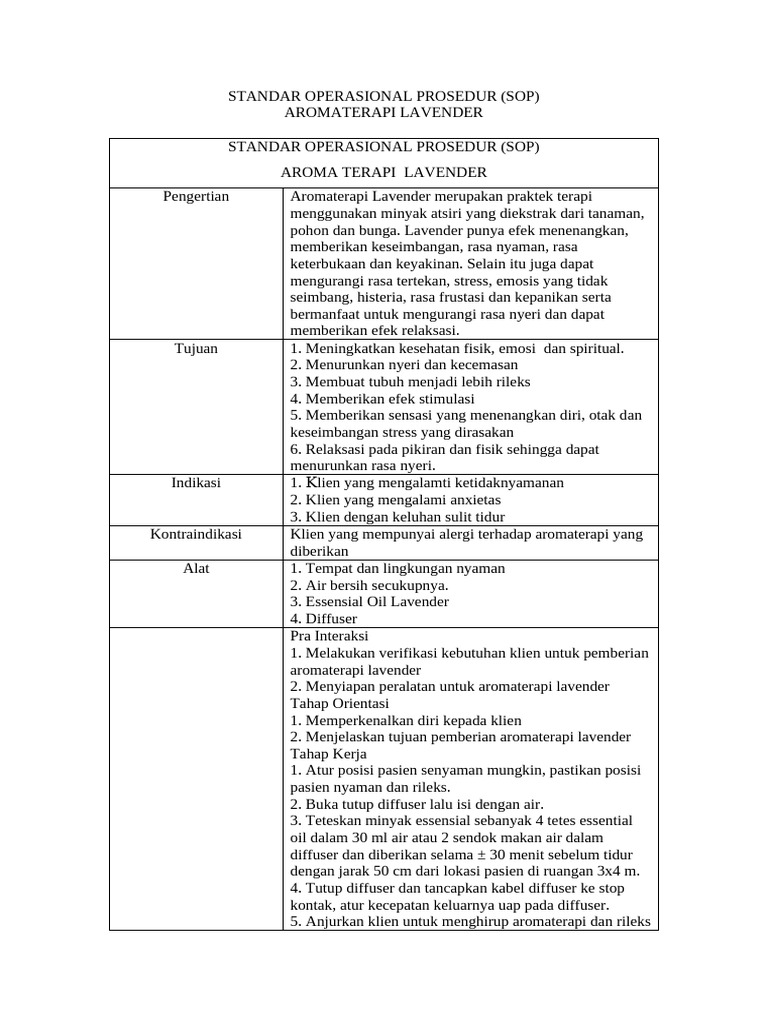 Sop Aroma Terapi | PDF