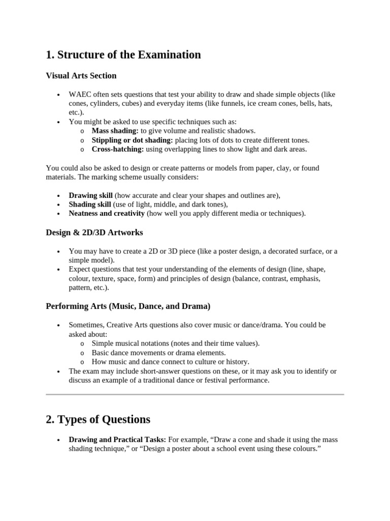 Structure of The Examination | PDF | Drawing | Cognition