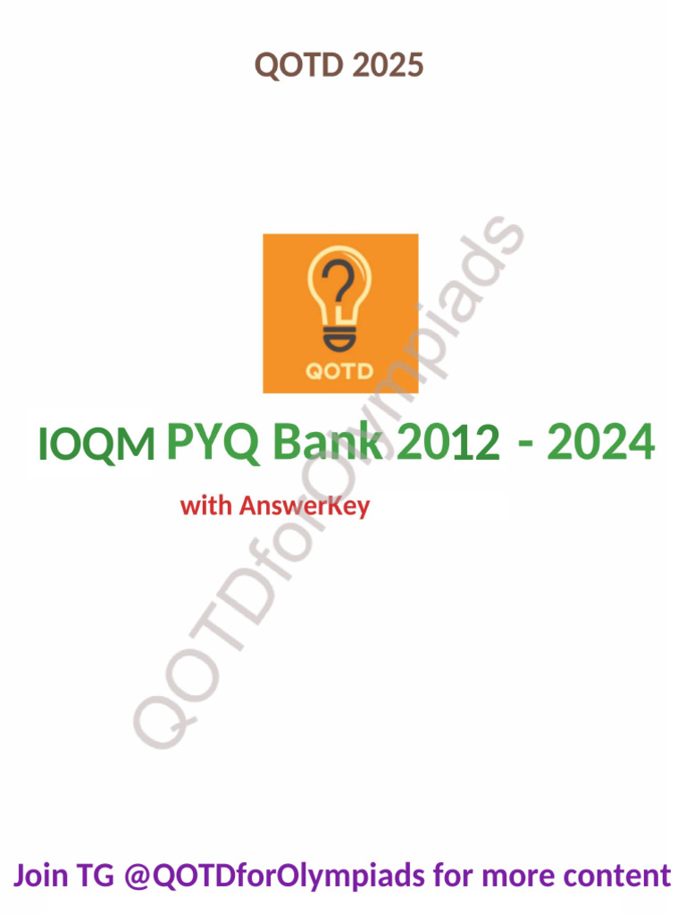 IOQM PYQ Bank 2012-2024 @QOTDforOlympiads | PDF | Numbers | Area