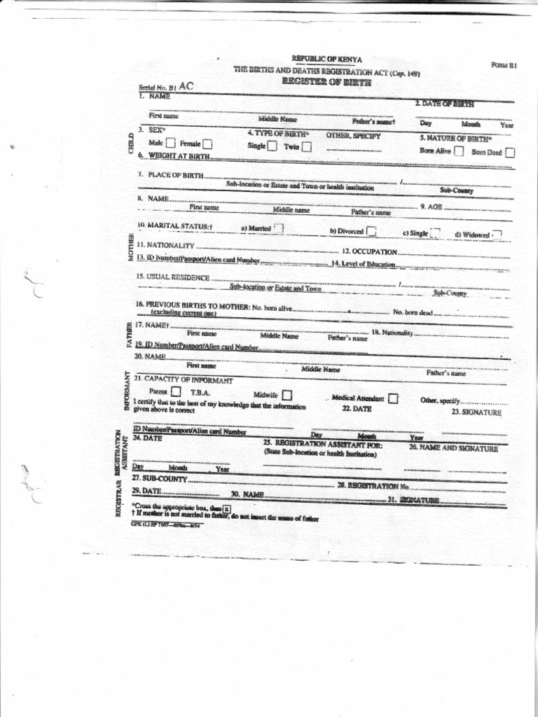 Birth Cert Form | PDF