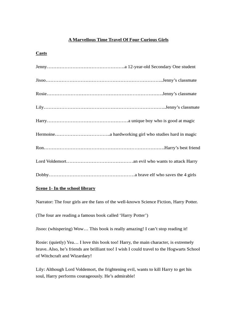 1F14 - English Drama Script | PDF | Harry Potter