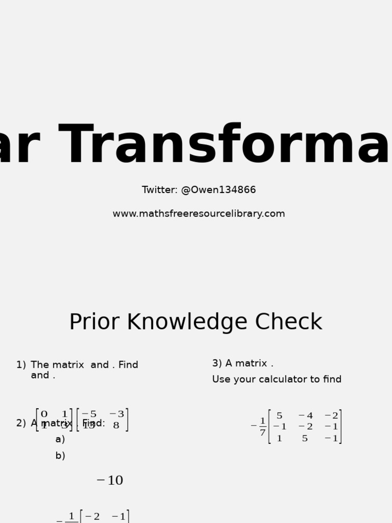 7) Linear Transformations | PDF | Cartesian Coordinate System | Matrix ...