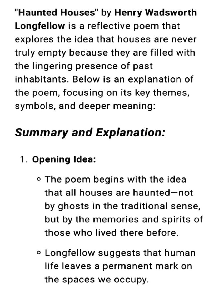 Message of Haunted Houses | PDF | Ghosts | Henry Wadsworth Longfellow