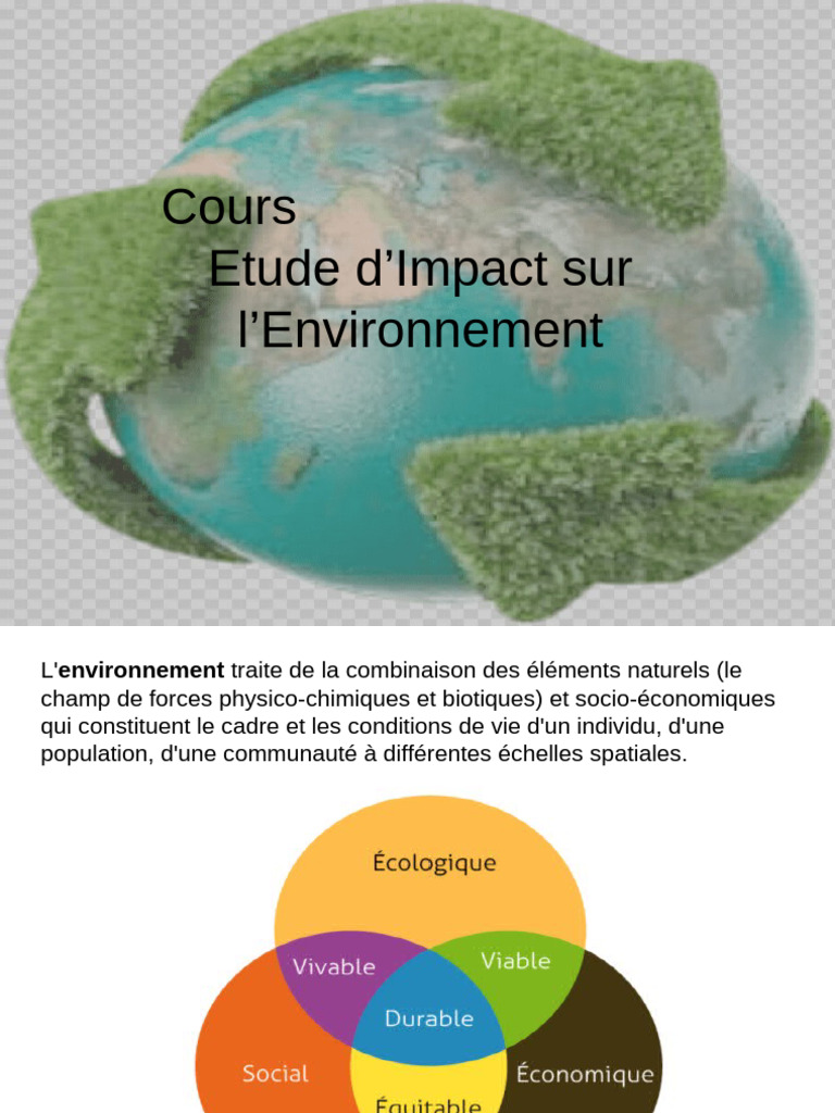 Chapitre 1 Cours Etude D Impact Sur L Environnement Eme | PDF | Environnement naturel | Étude d ...