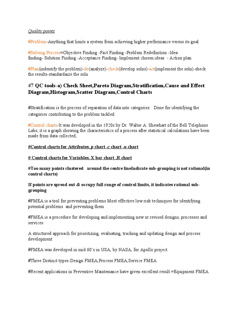 #7 QC Tools-A) Check Sheet, Pareto Diagram, Stratification, Cause and ...