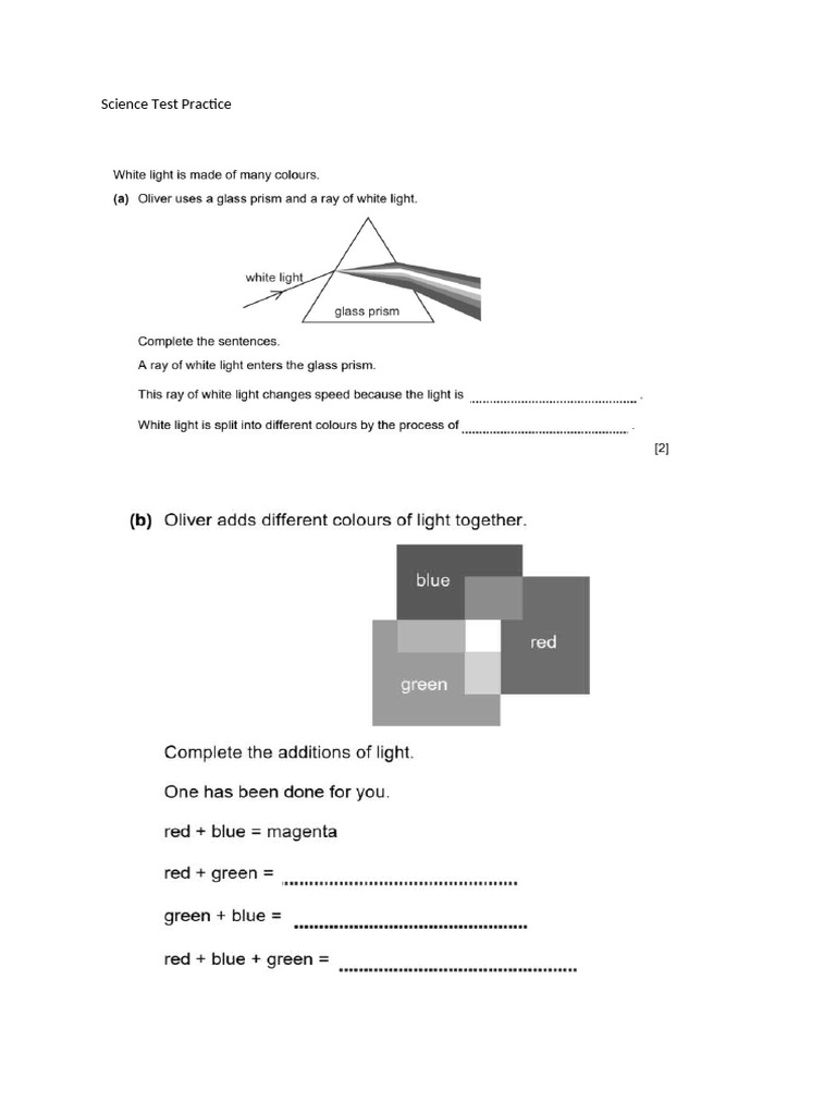Science Test Practice For Chapter 6 | PDF