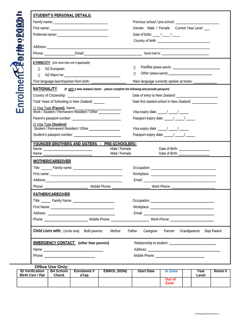 2022 Student Enrolment Form | PDF | Passport | Travel Visa