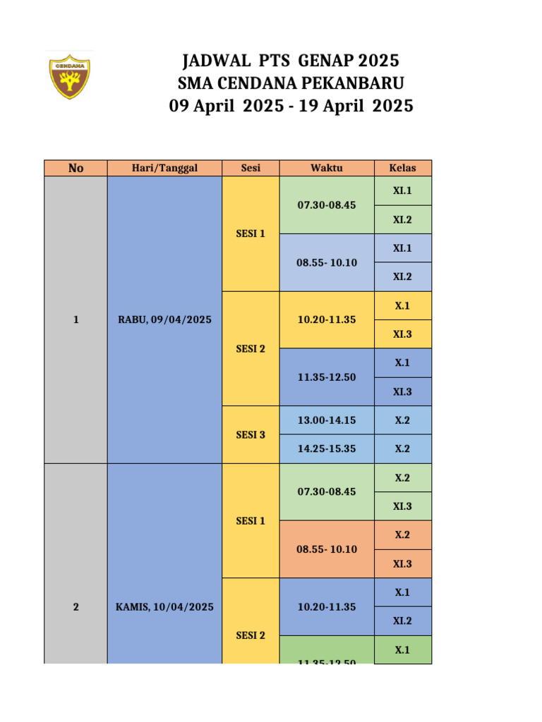 Jadwal PTS Genap 2025 | PDF