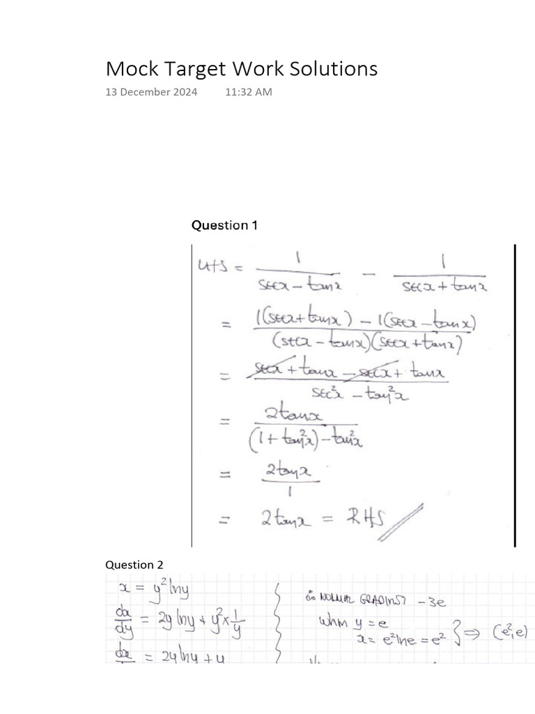 Mock Target Work Solutions | PDF