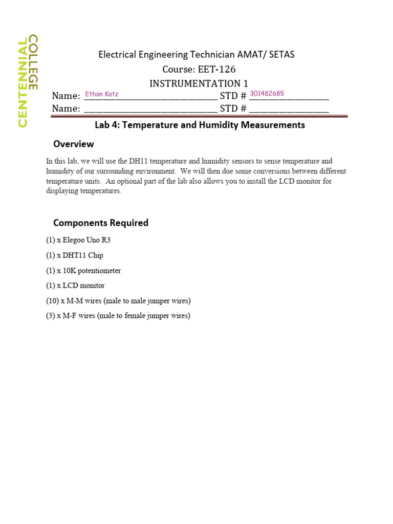 Temperature and Humidity Lab Guide | PDF | Fahrenheit | Celsius