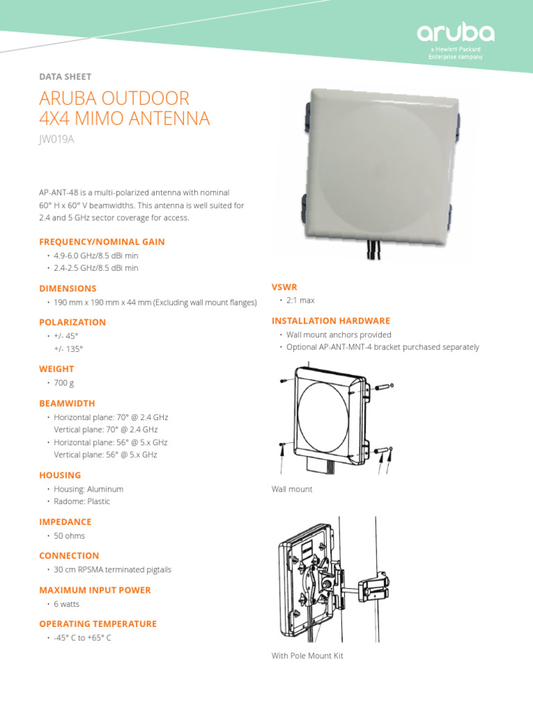 Hpe Aruba Ap Ant 48 Antenne Datenblatt 1 | PDF