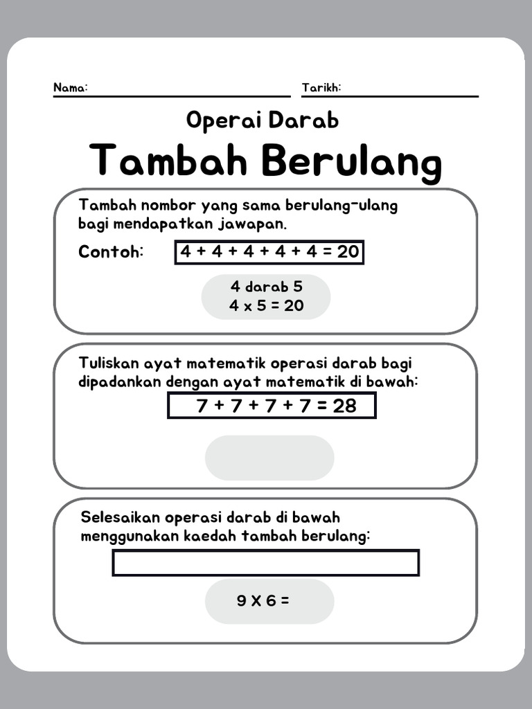 Grey Illustrated Repeated Addition Multiplication Strategy Math ...