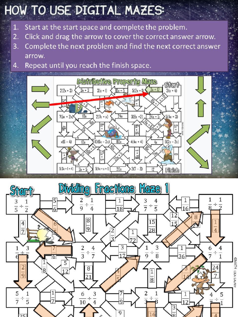 Copy of (Template) Dividing Fractions Maze (NO CALCULATOR) | PDF