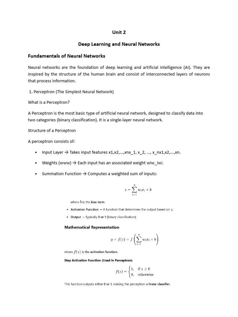 Unit 2 Deep Learning and Neural Networks | PDF | Machine Learning | Computational Neuroscience