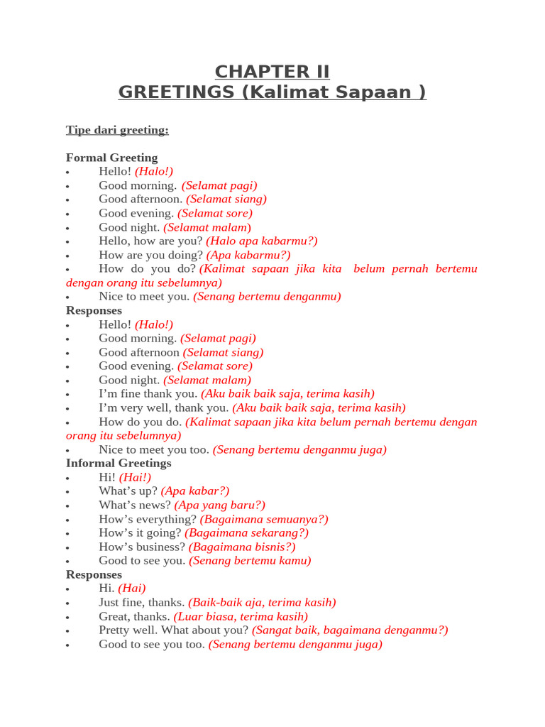 Kalimat Sapaan dalam Bahasa Inggris | PDF