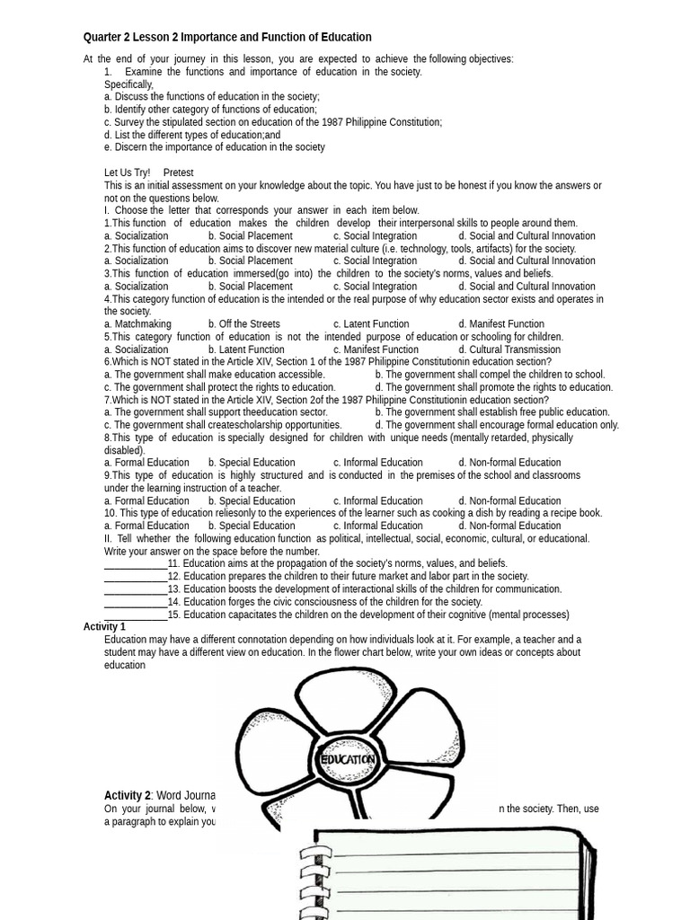Importance and Functions of Education | PDF | Special Education | Teachers