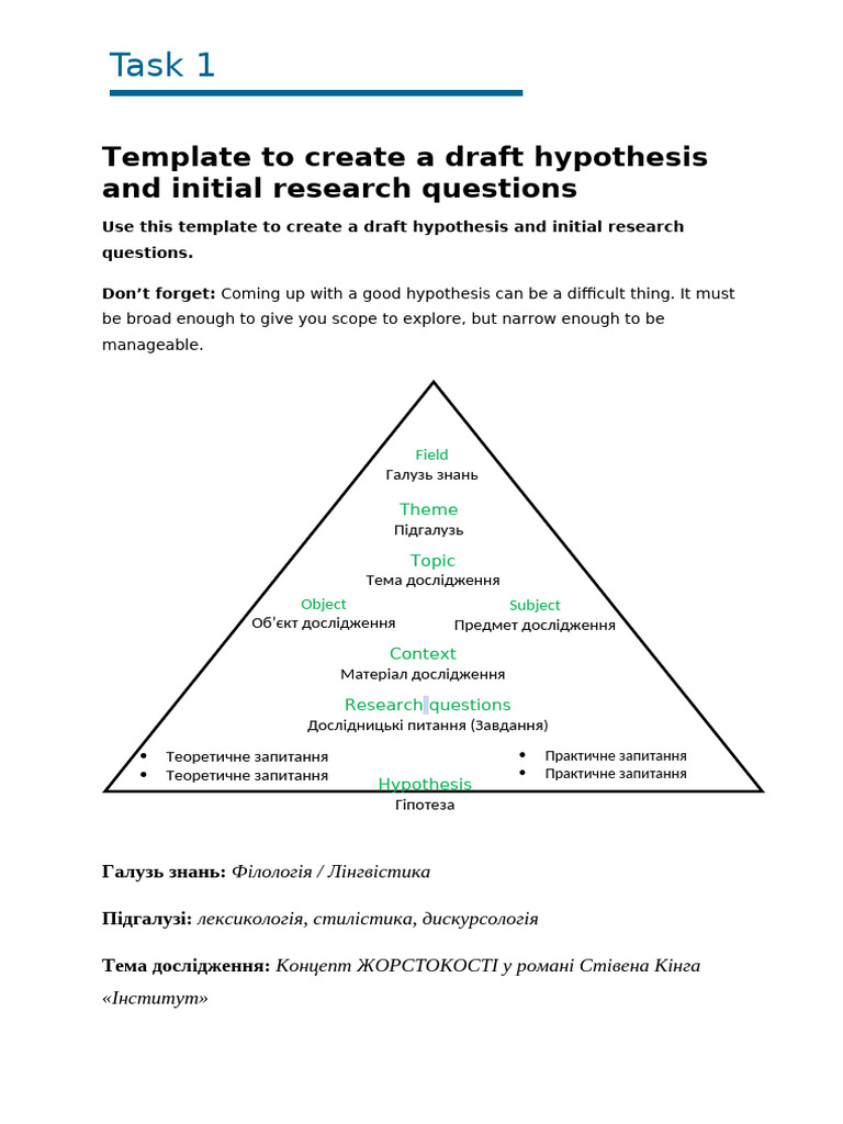 Fediuk Draft Hypothesis Task | PDF