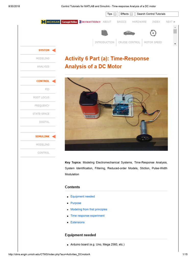 Control Tutorials For MATLAB and Simulink - Time-Response Analysis of A DC Motor | PDF ...