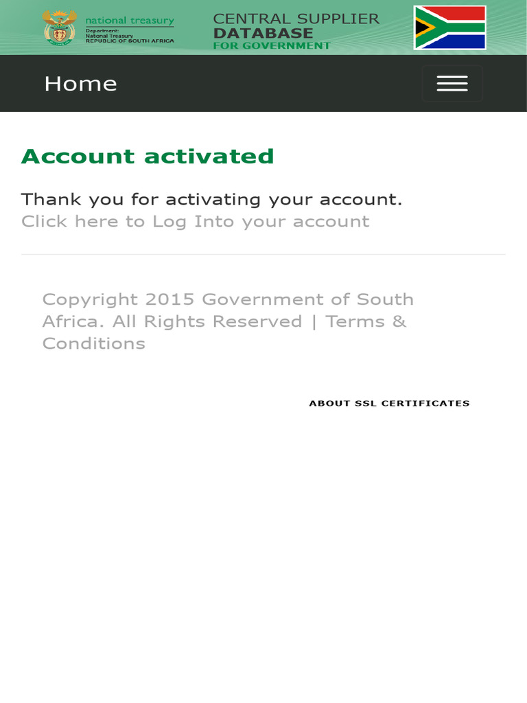 Account Activated - Central Supplier Database App | PDF