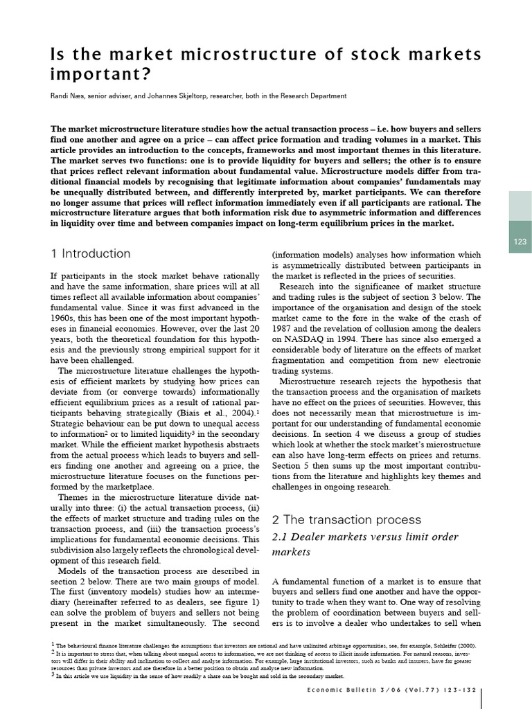 Understanding Stock Market Microstructure | PDF | Market (Economics ...