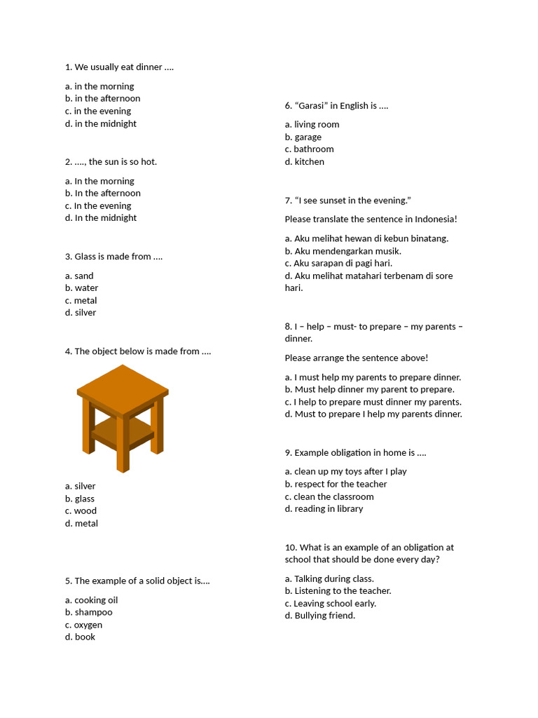 Kls 3 SD Uas Latsol Vimo | PDF