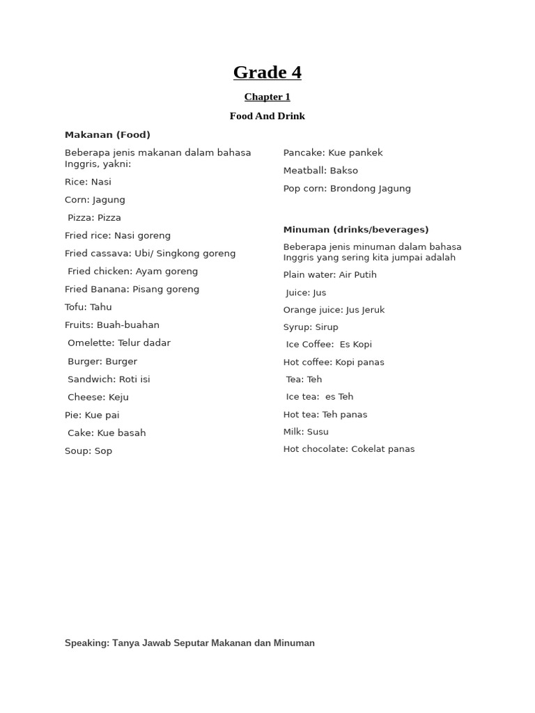 Grade 4 Modul | PDF | Foods | Cuisine