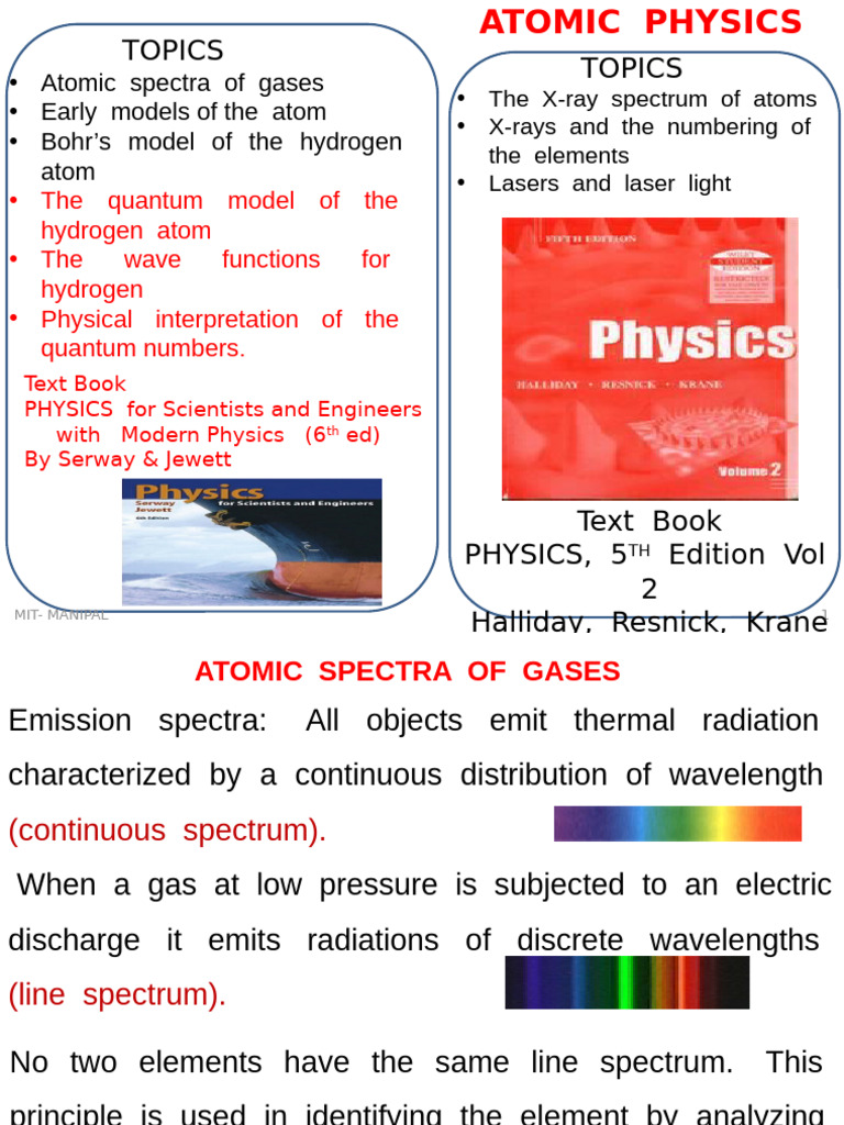 Atomic Physics and Hydrogen Spectra | PDF | Spin (Physics) | Electron