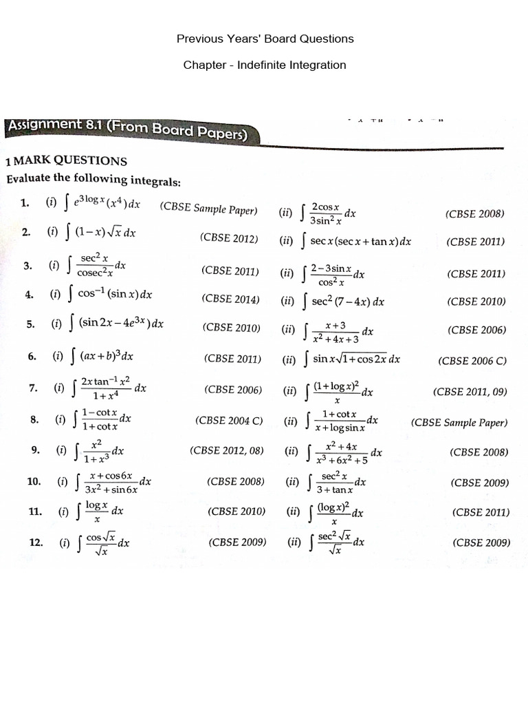 NCS - Maths-Assignment - Integrals-18-08-2022 - 2090947149 | PDF