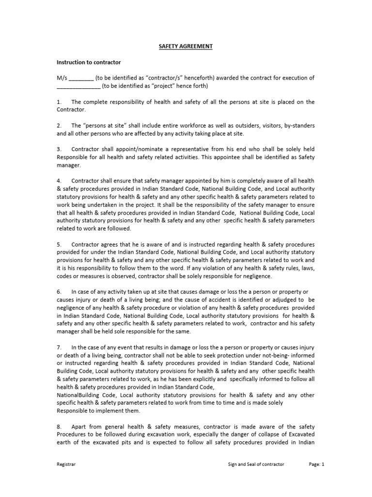 05-FIRE-Safety Agreement | PDF | Safety | Occupational Safety And Health