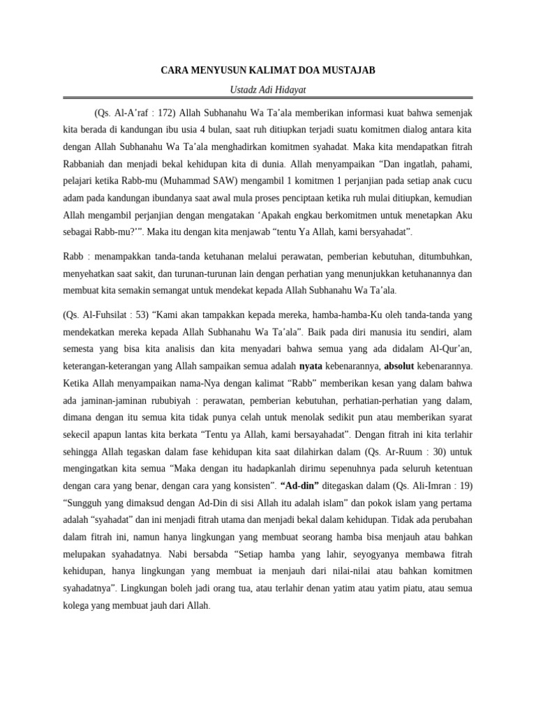 Cara Menyusun Kalimat Doa Mustajab | PDF