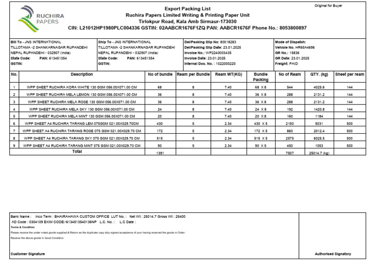 JNS International Export Packing List | PDF | Freight Transport ...