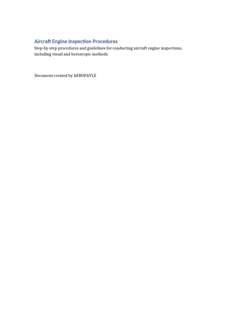 Aircraft Engine Inspection Procedures | PDF
