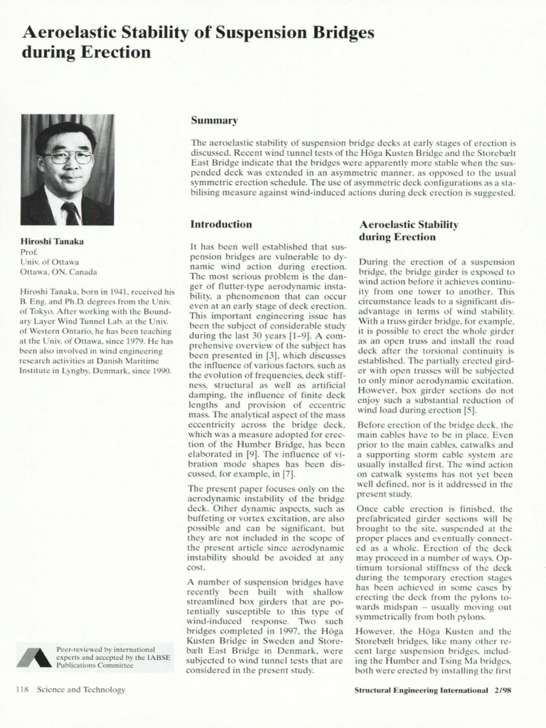 Aeroelastic Stability of Suspension Bridges During Erection | PDF | Bridge | Physical Quantities