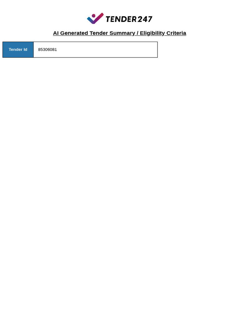 Tender-Summary-85306081 | PDF