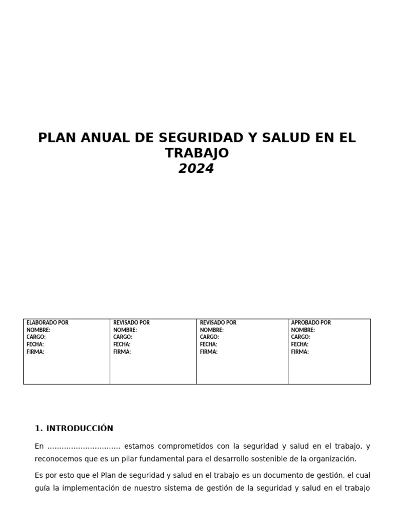 2. Plan Anual de SST - 2024 | PDF