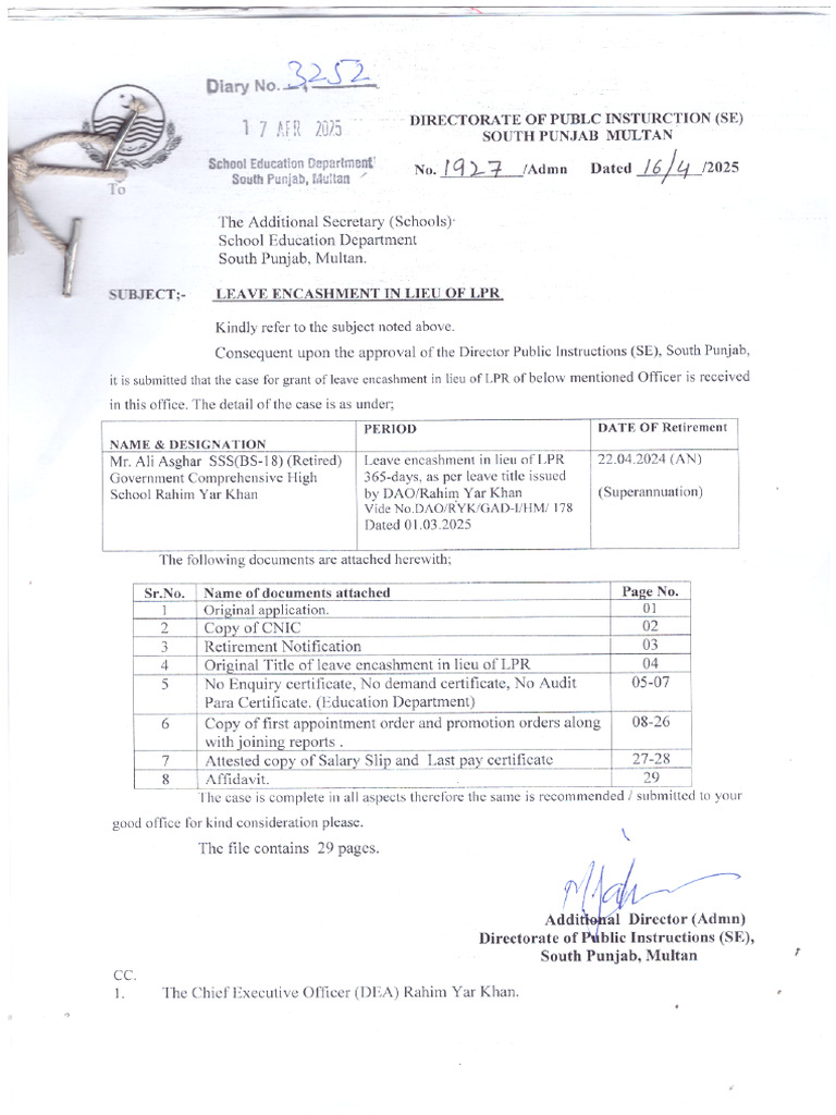 3252a LPR MR Ali Asghar Sss | PDF