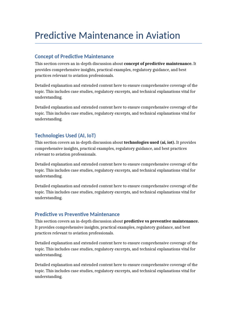Predictive Maintenance in Aviation - Detailed | PDF