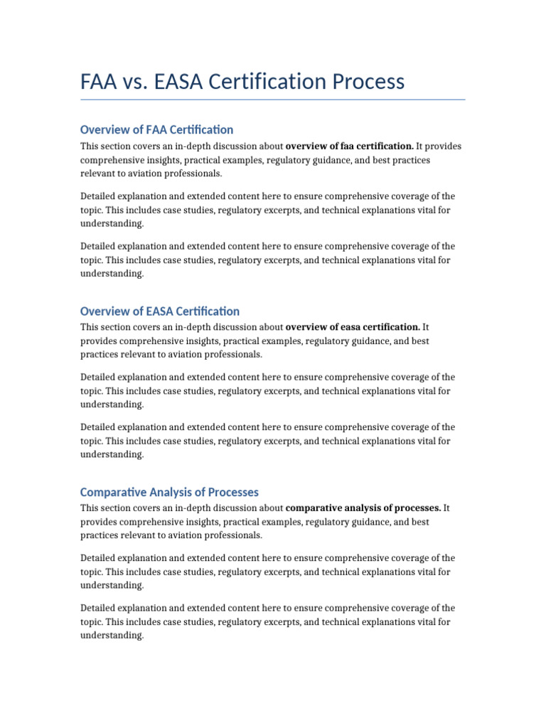 FAA vs. EASA Certification Process - Detailed | PDF | Aviation