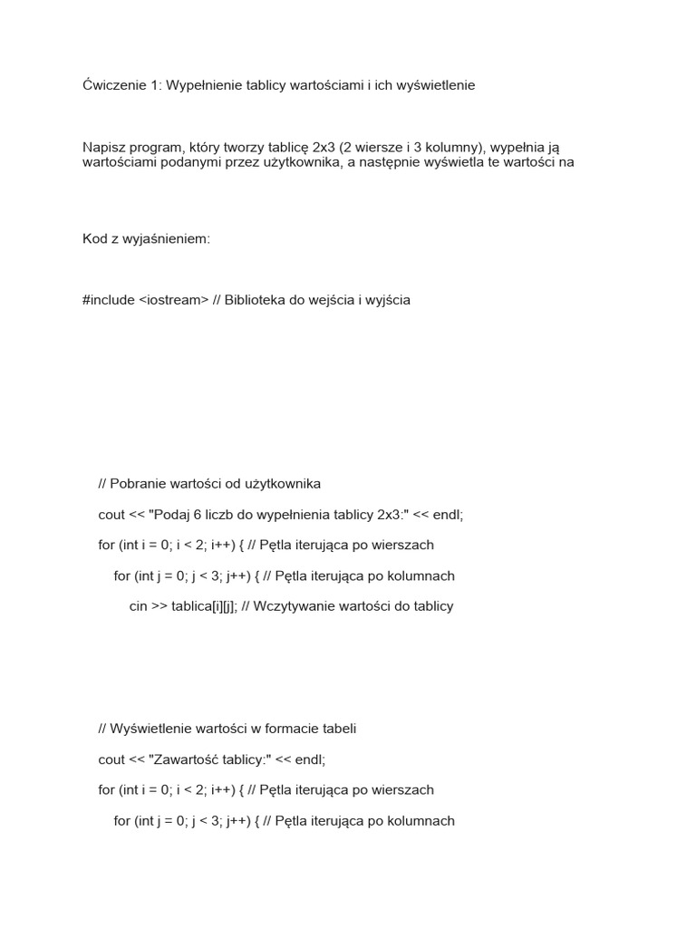 Tablice Wielowymiarowe | PDF