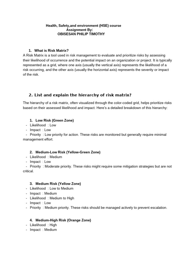 Understanding Risk Matrix in HSE Management | PDF | Risk | Risk Management