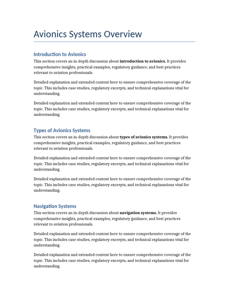 Avionics Systems Overview - Detailed | PDF