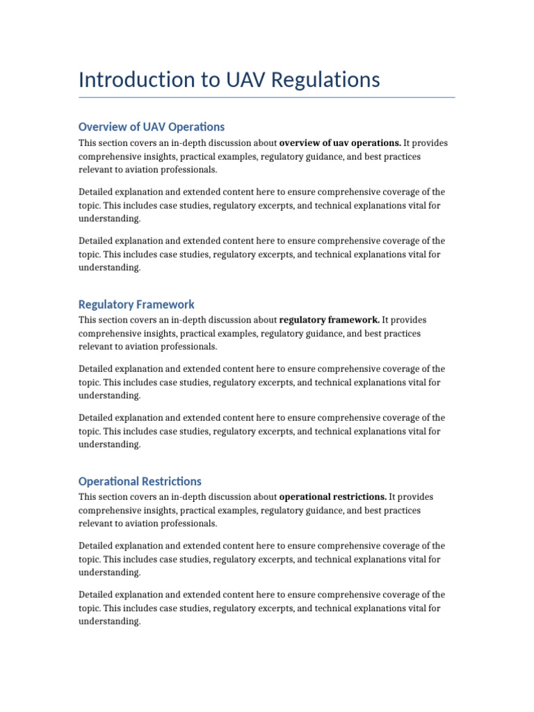 Introduction To UAV Regulations - Detailed | PDF